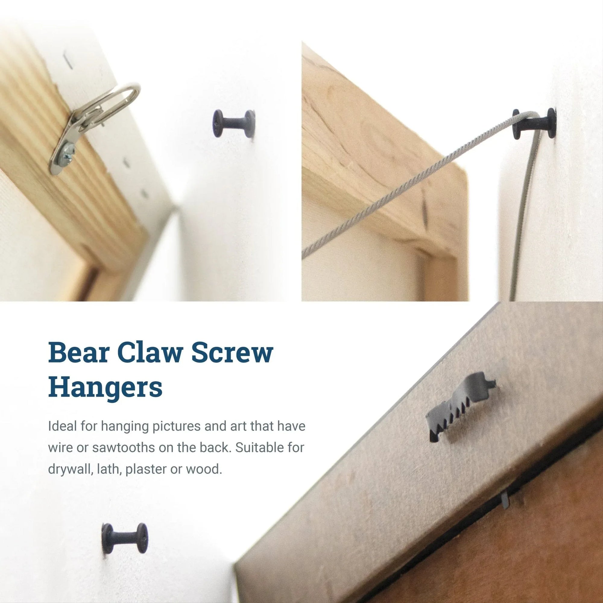 Black Bearclaw Screw Hanger For Drywall and Wood - Picture Hang Solutions