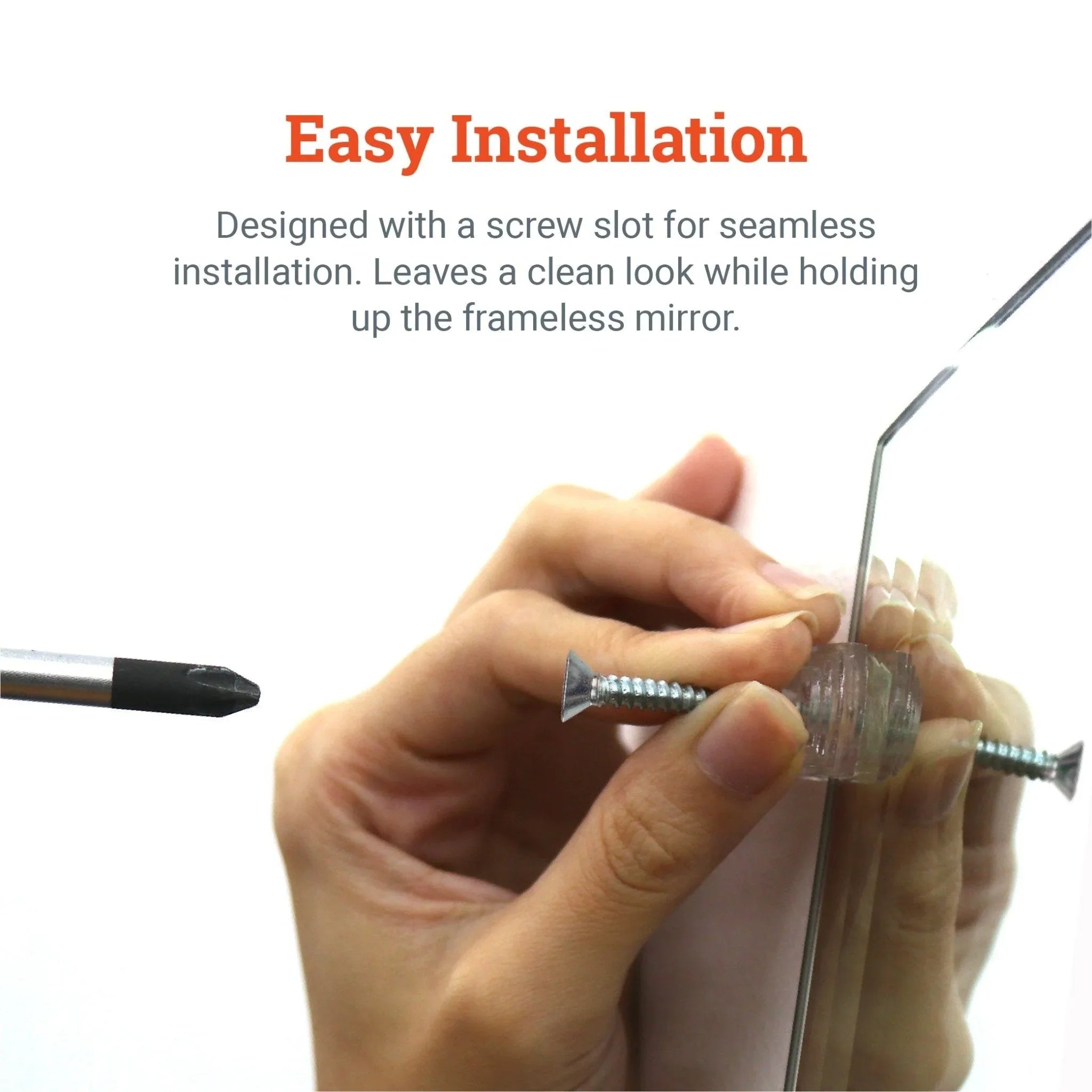 Clear Mirror Clips For Frameless Mirrors - Holds 1/4" Thick Glass ...