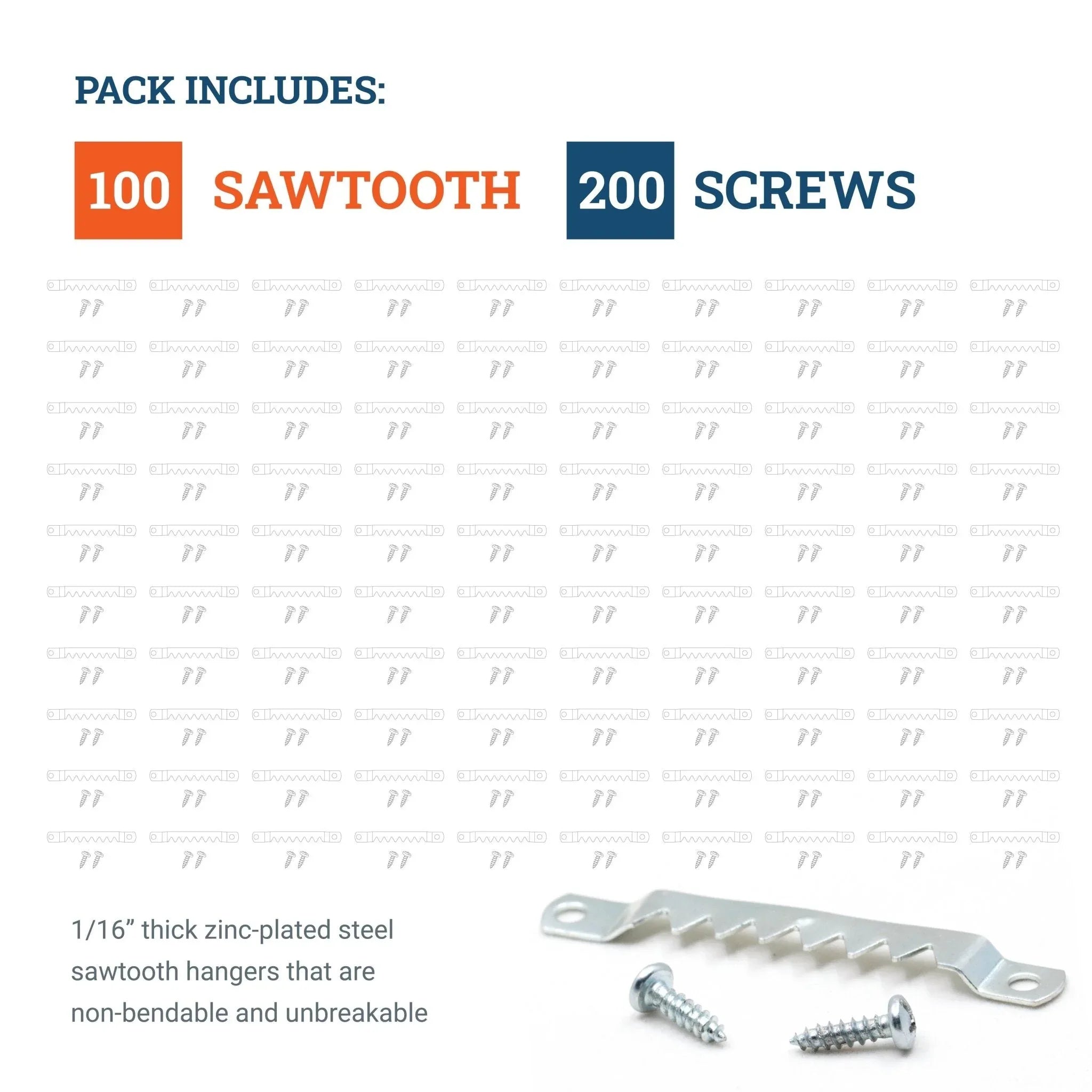 Large Sawtooth With Screws - 2 3/4" Tall and 5/16" Wide - Picture Hang ...