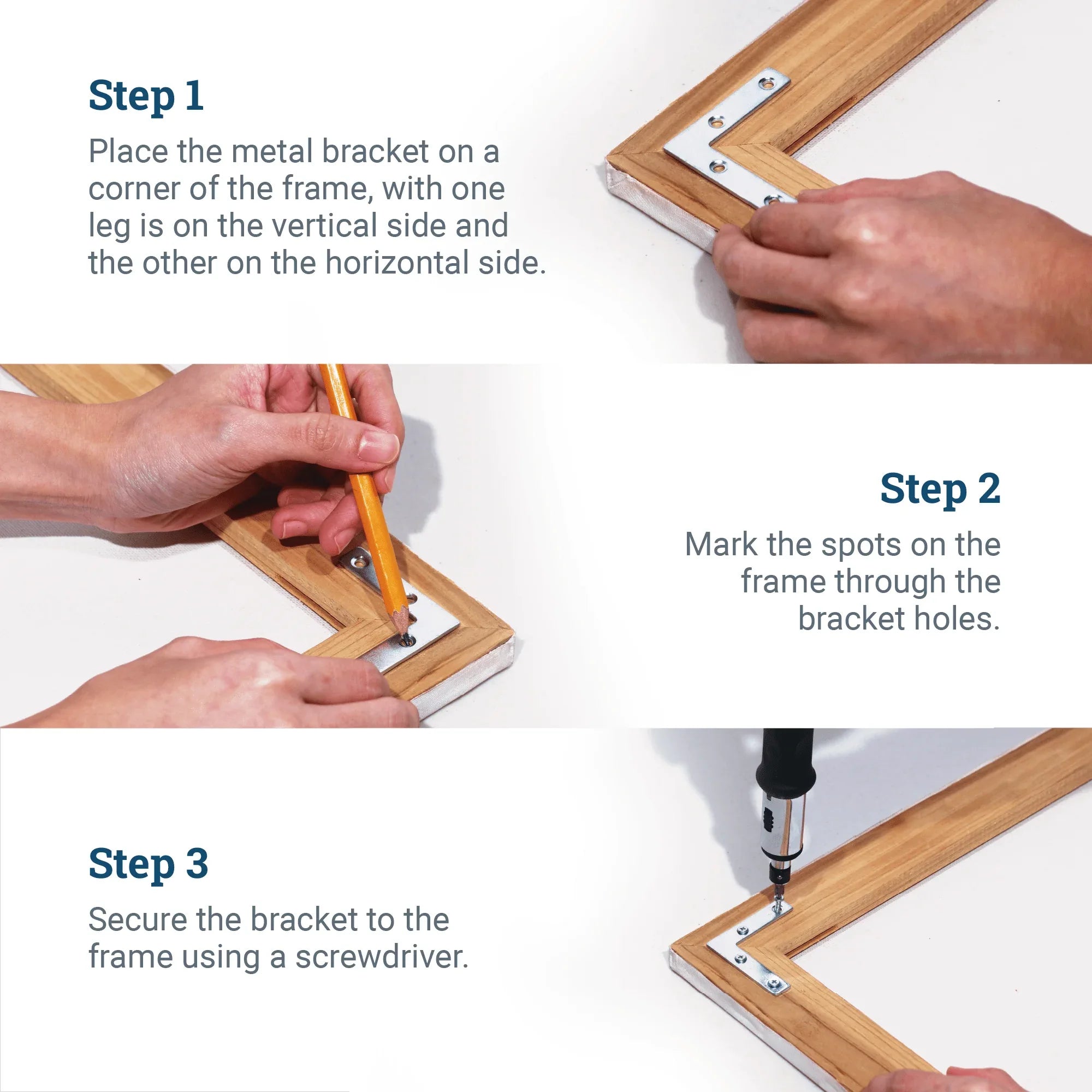 Metal Frame Corners with Screws - Picture Hang Solutions